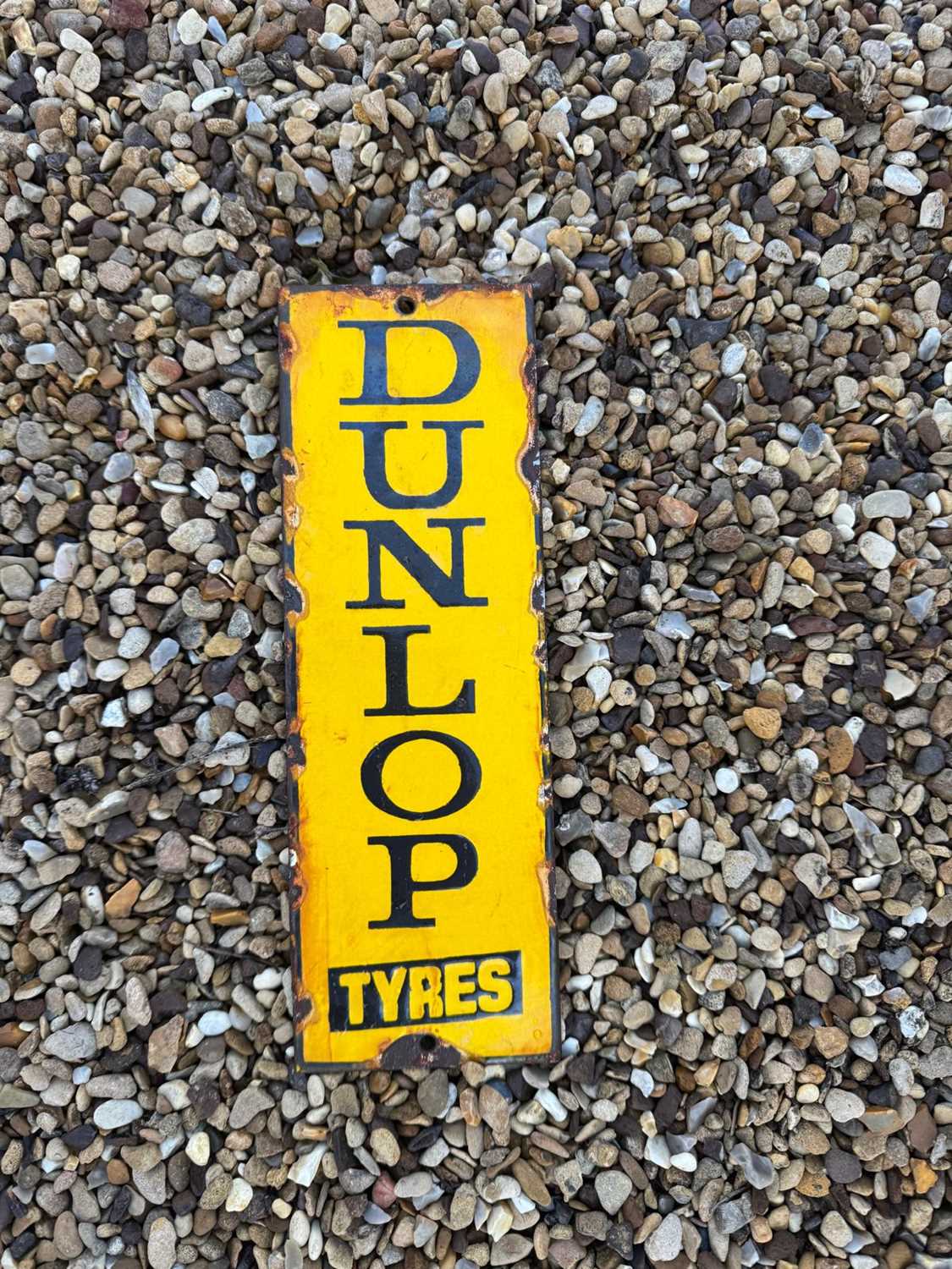 Lot 477 - DUNLOP TYRES ENAMEL SIGN 12" x 4"