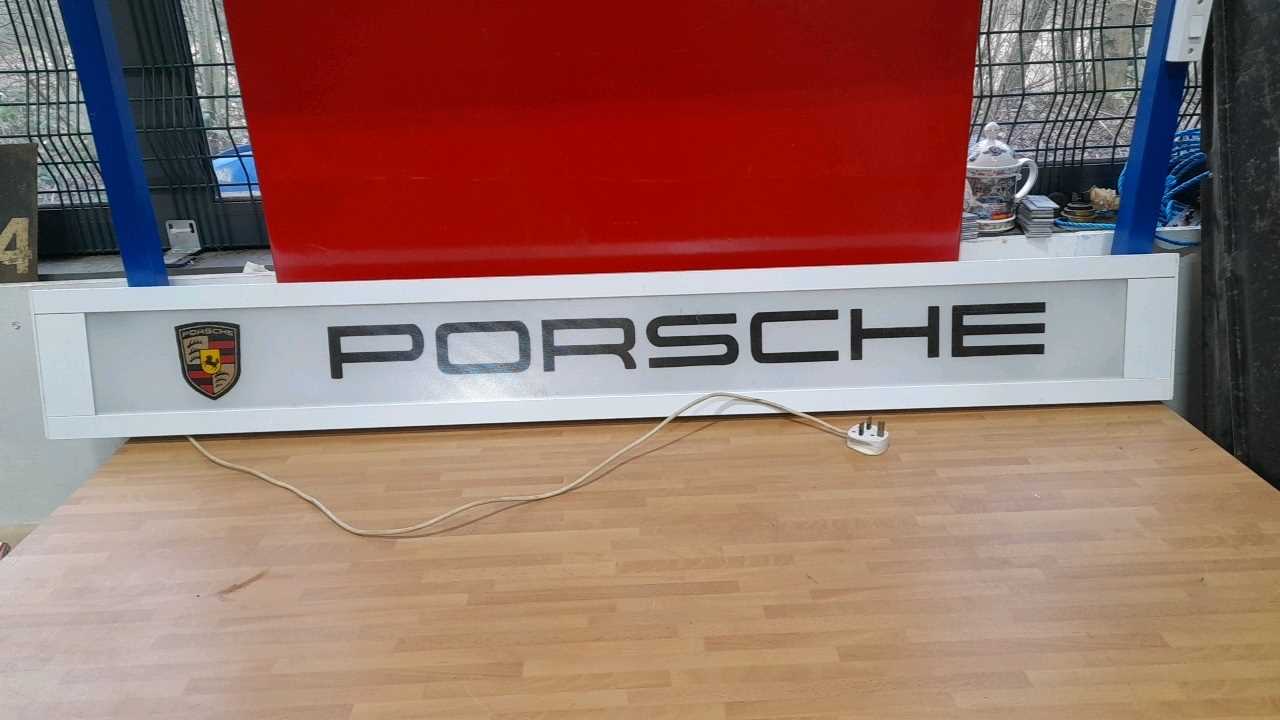 Lot 529 - PORSCHE LIGHT UP SIGN 63.5 " X 8"