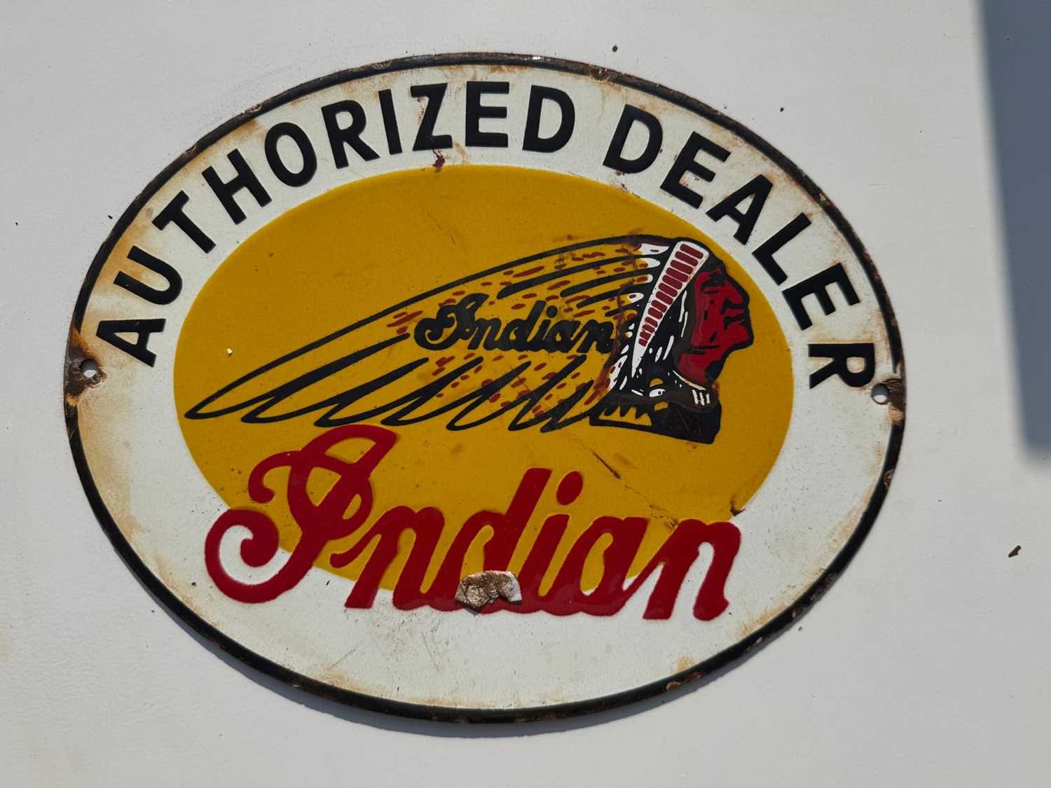 Lot 241 - INDIAN AUTHORIZED DEALER ENAMEL SIGN 11" X 9"