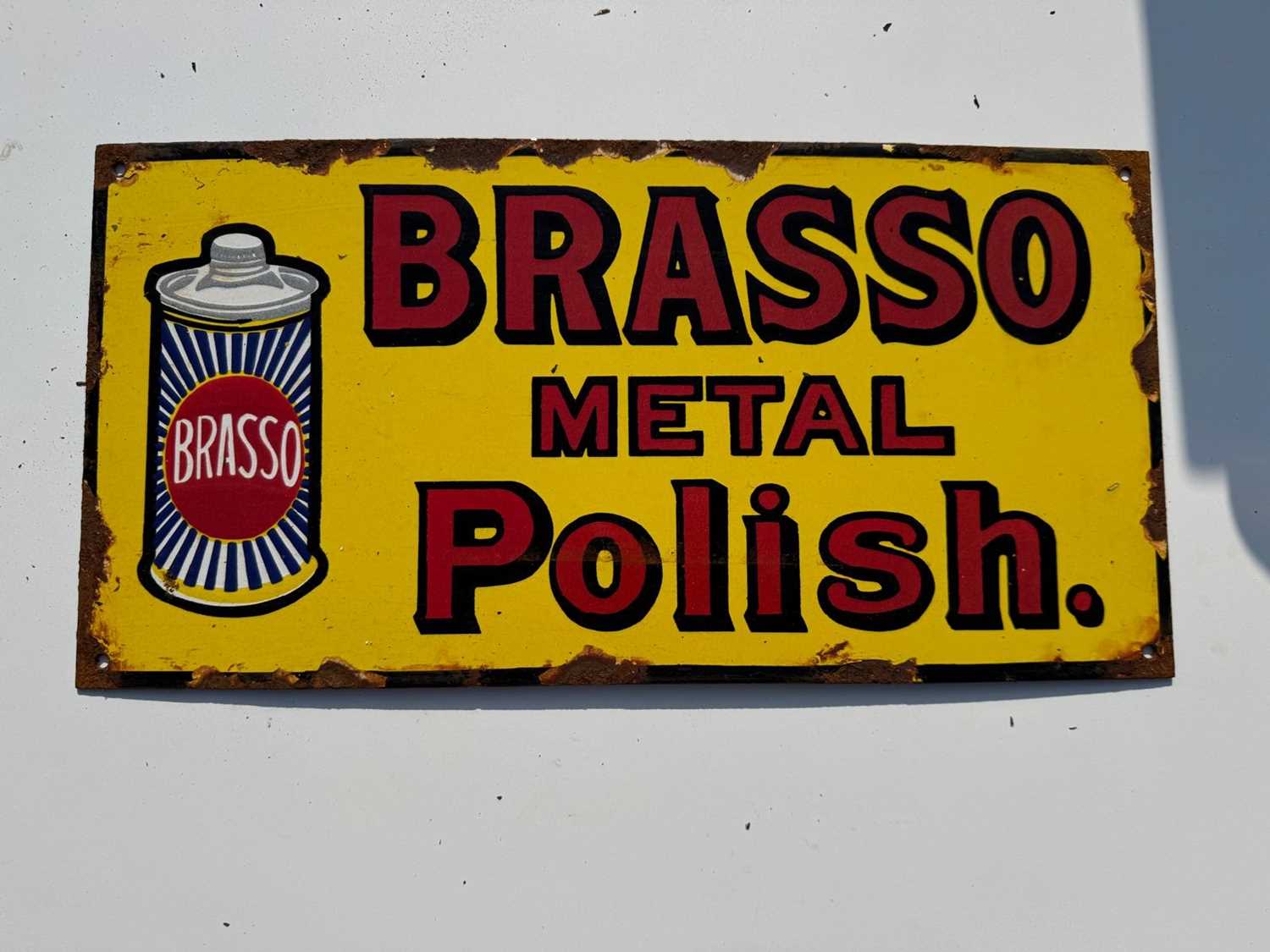 Lot 301 - BRASSO METAL POLISH ENAMEL SIGN 18" X 9"
