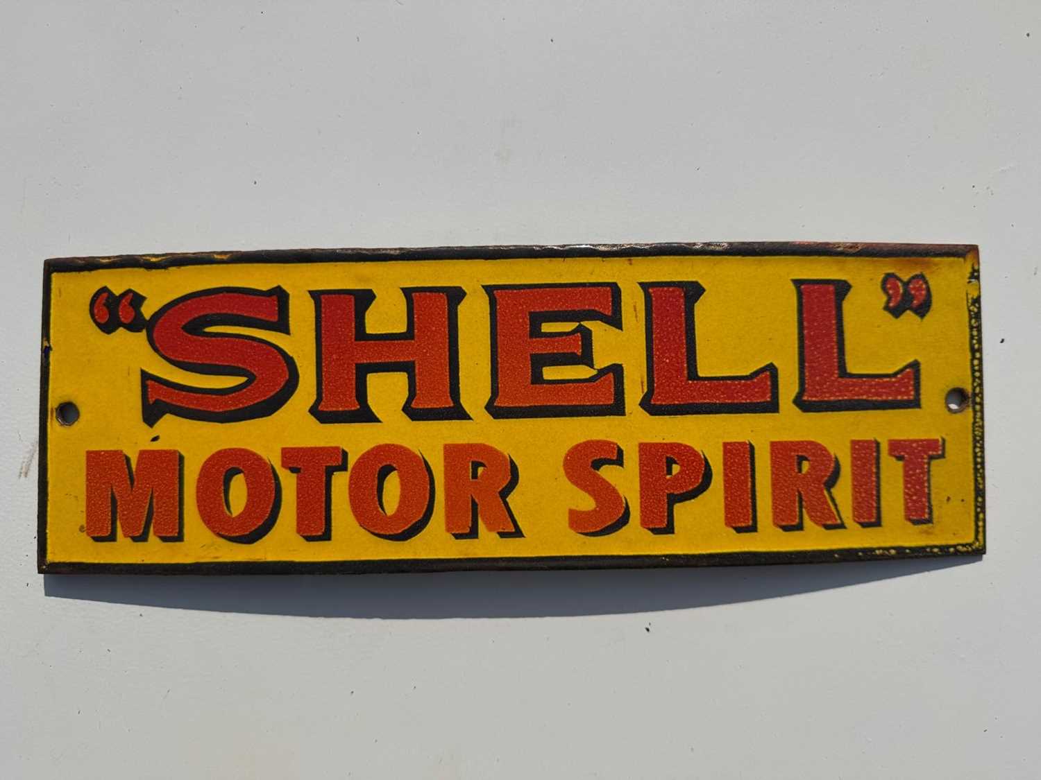 Lot 517 - SHELL MOTOR SPIRIT ENAMEL SIGN 12" X 4"