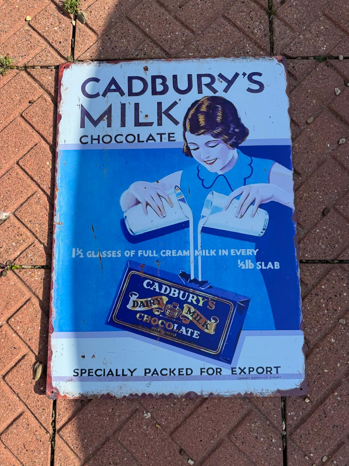 Lot 647 - CADBURY'S MILK CHOCOLATE SIGN 27.5" X 19.5"