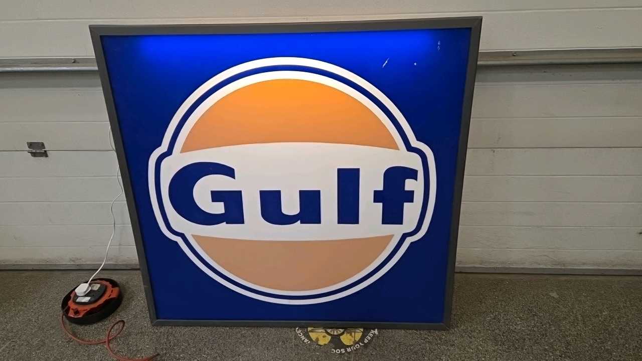 Lot 351 - ILLUMINATED GULF FORECOURT SIGN 45" X 47"