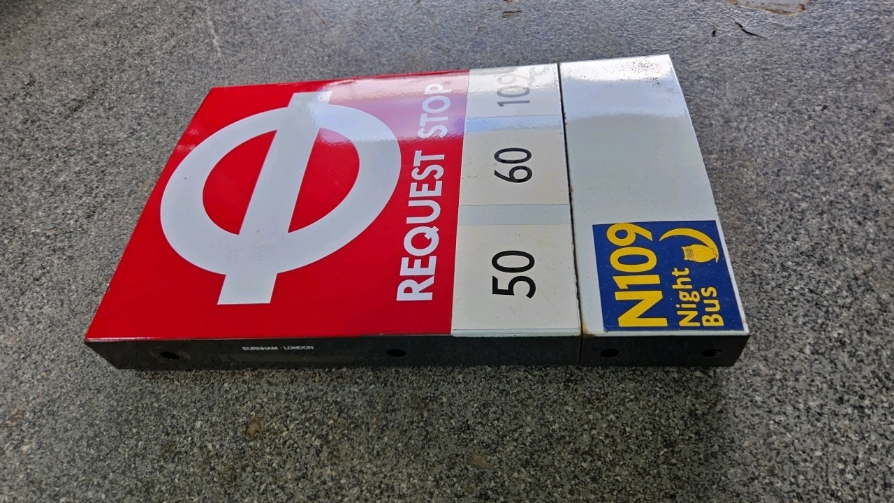 Lot 493 - REQUEST STOP SIGN 27" X 18"