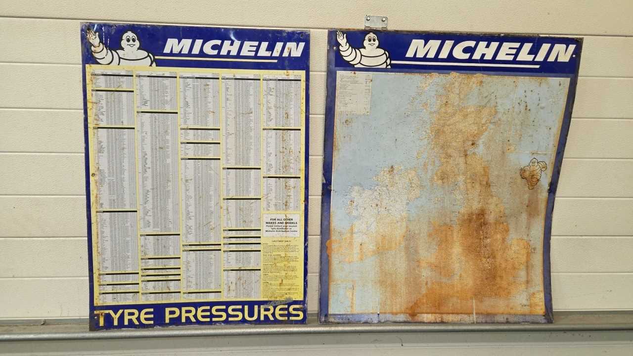 Lot 717 - MICHELIN MAP + TYRE TIN SIGNS