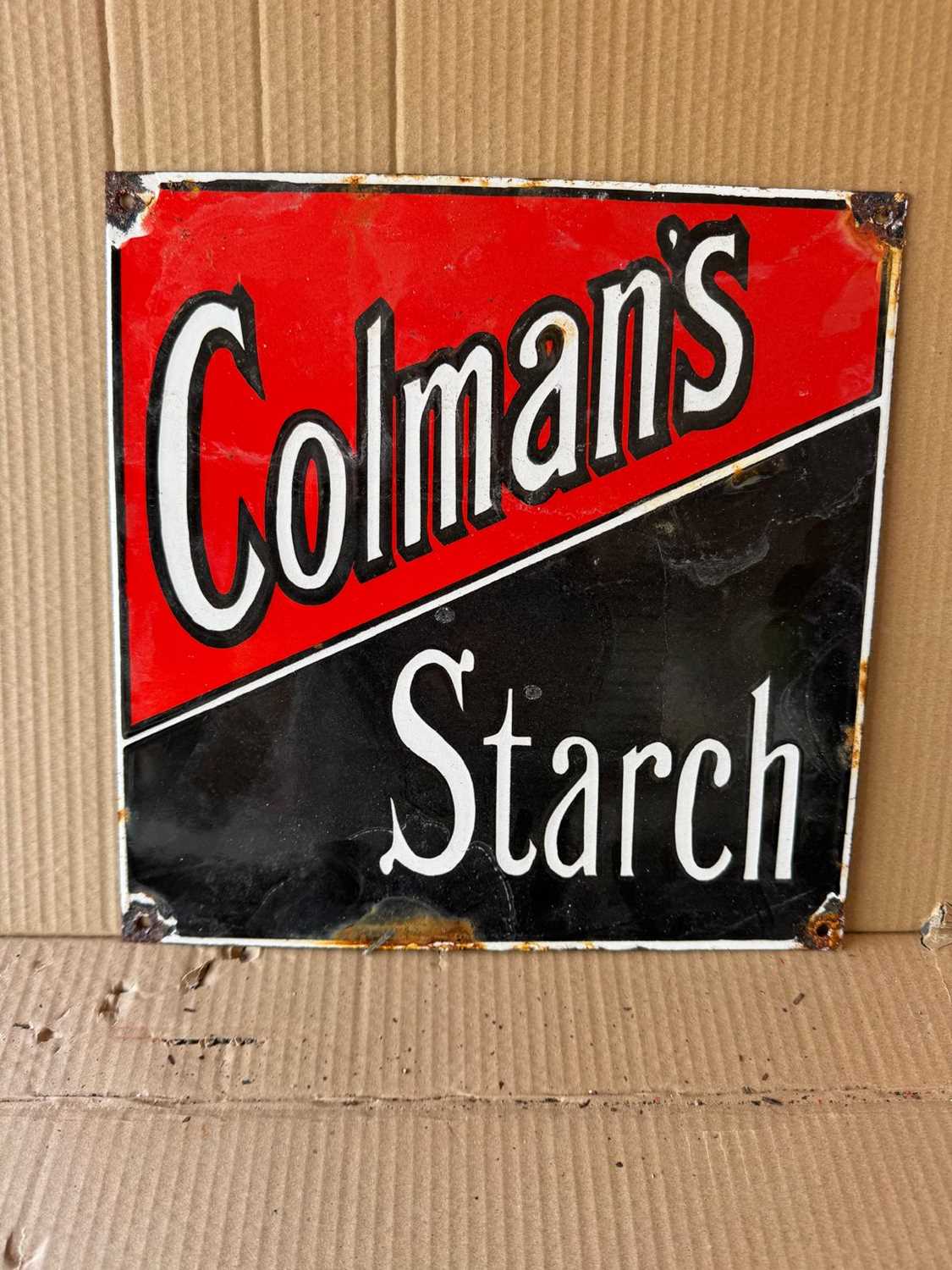 Lot 345 - COLMAN'S STARCH ENAMEL SIGN 12" x 12"