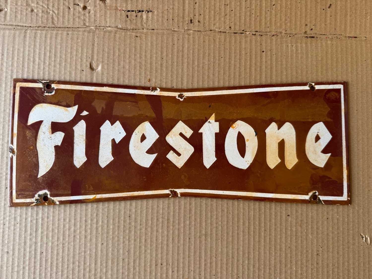 Lot 367 - FIRESTONE ENAMEL SIGN 16" X 5.5"
