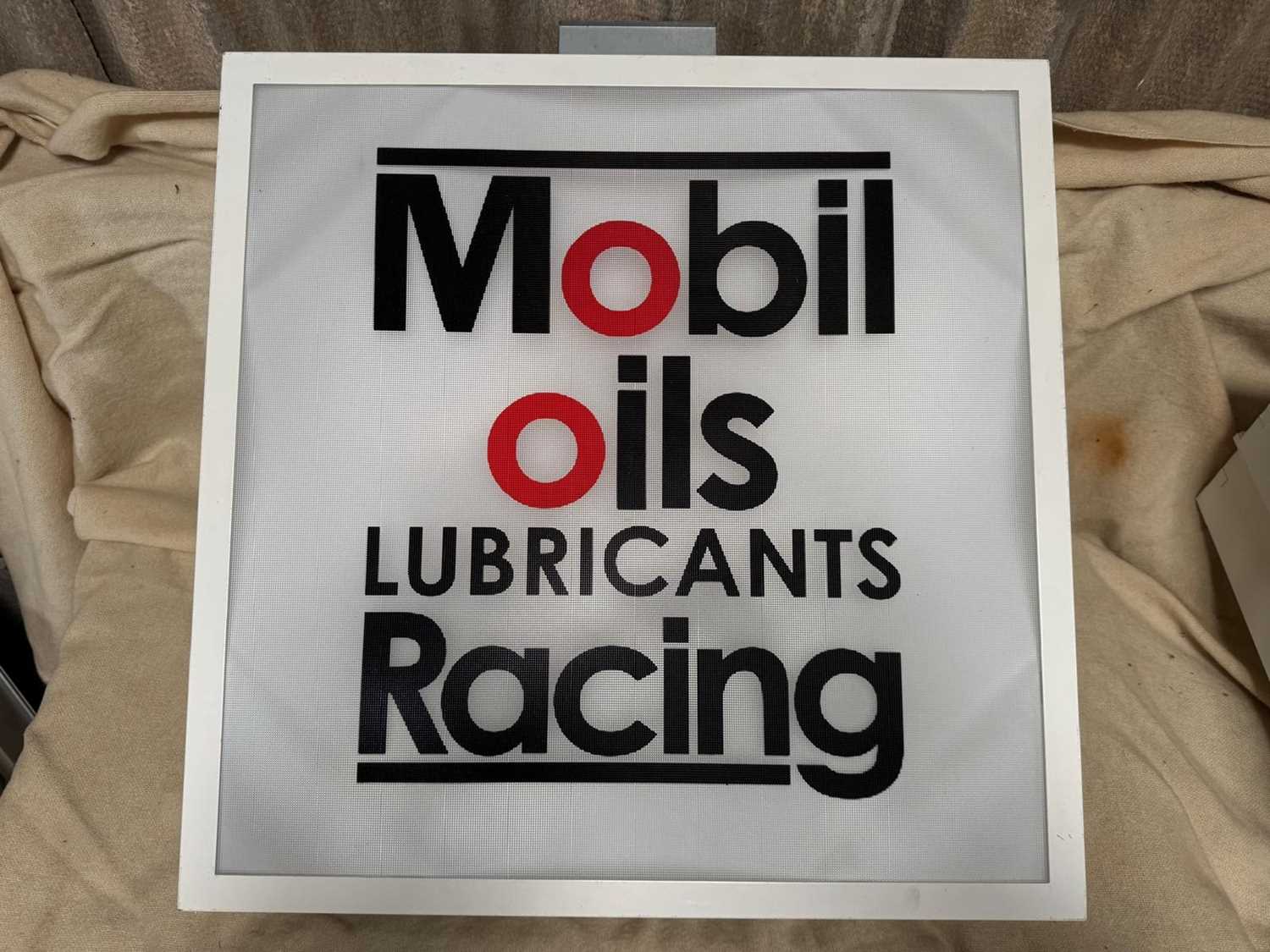 Lot 769 - MOBIL OILS LIGHT UP SIGN 23" X 23"