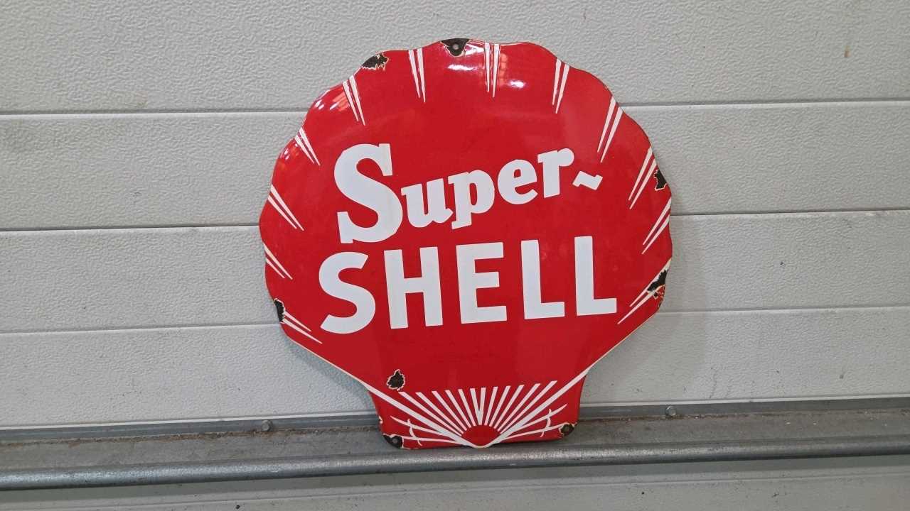 Lot 855 - SUPER SHELL ENAMEL SIGN 18" X 17"