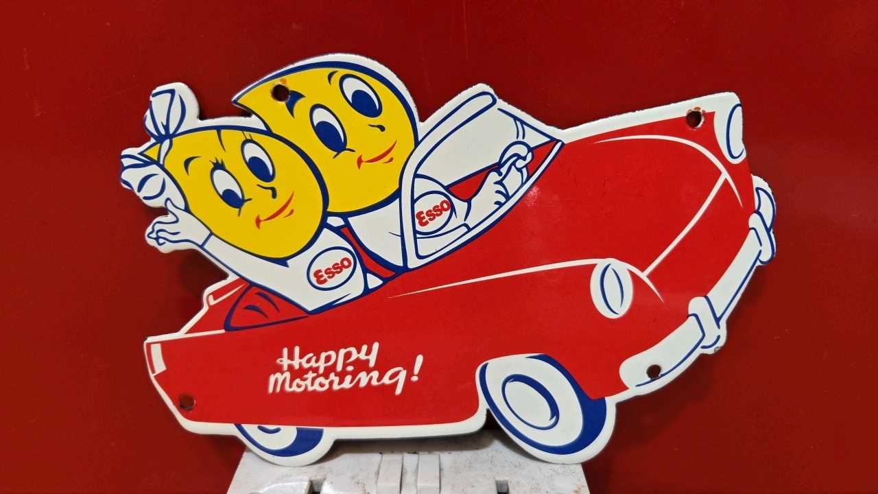 Lot 355 - MR & MRS DRIP IN RED CAR ENAMEL SIGN 10" X 6"