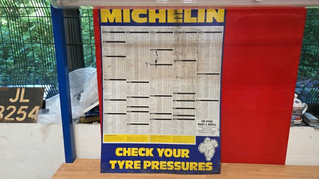 Lot 703 - MICHELIN TYRE PRESSURE TIN SIGN