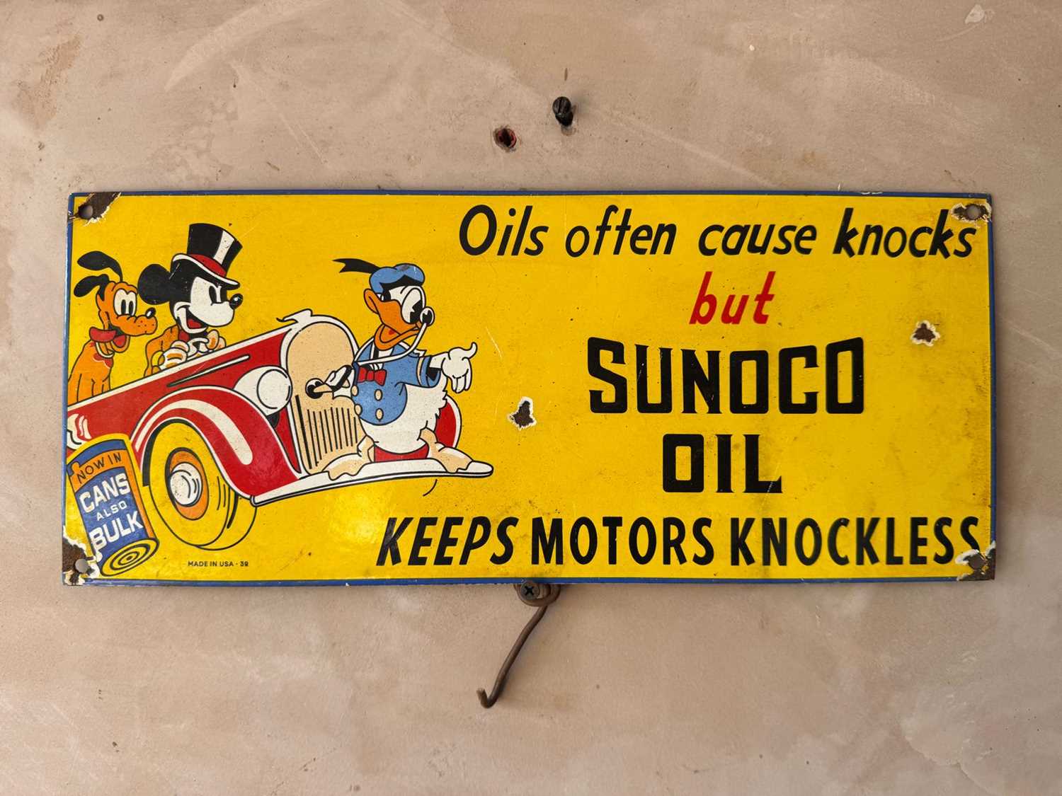 Lot 459 - SUNOCO OIL ENAMEL SIGN 15" X 6.5"