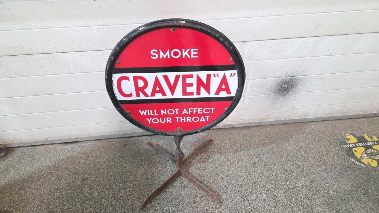 Lot 15 - CRAVEN 'A' DOUBLE-SIDED ENAMEL SIGN ON STAND