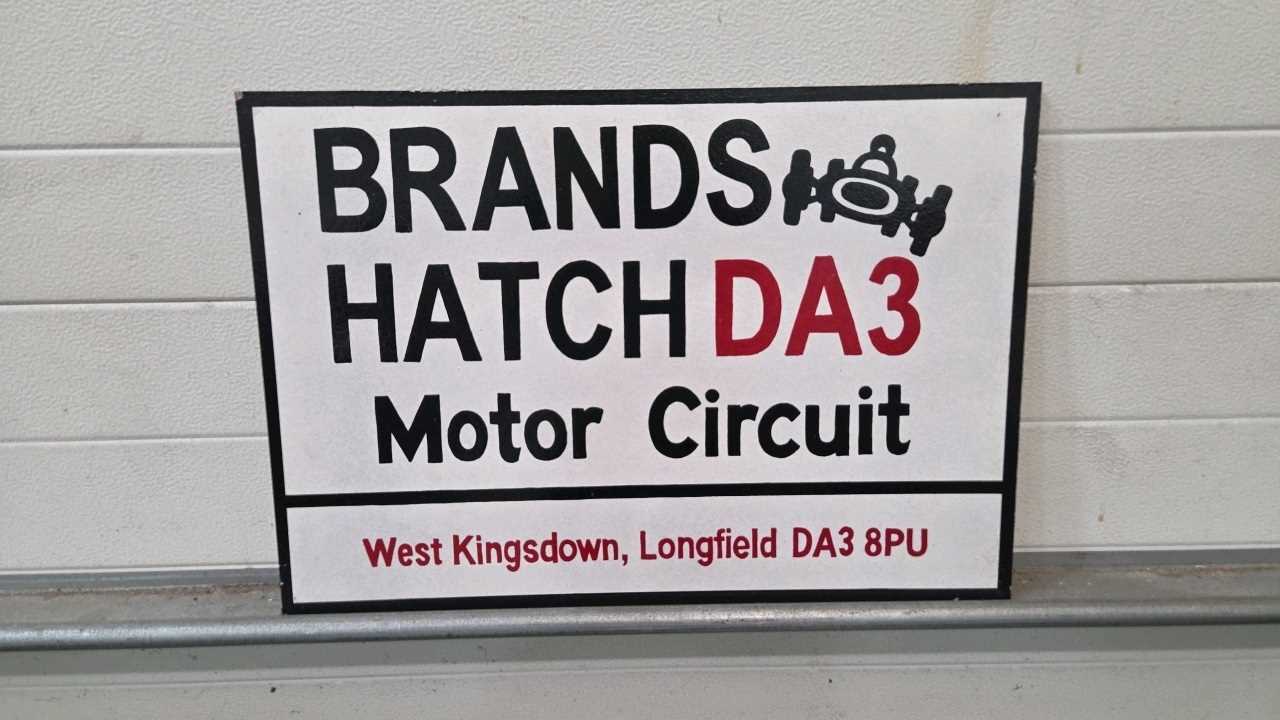 Lot 63 - WOODEN HAND PAINTED BRANDS HATCH SIGN ( ALL
