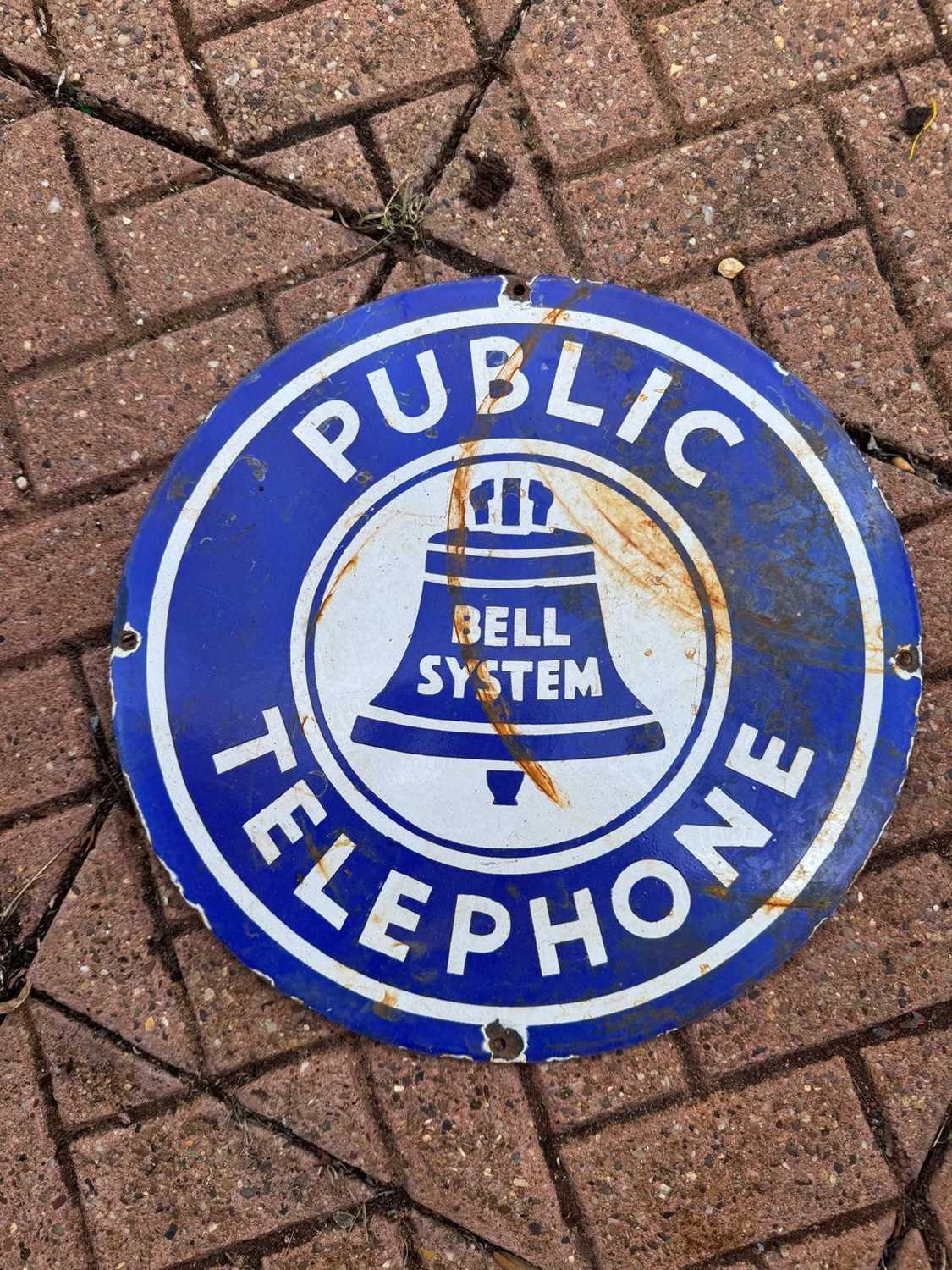 Lot 125 - PUBLIC TELEPHONE ENAMEL SIGN 16" DIA