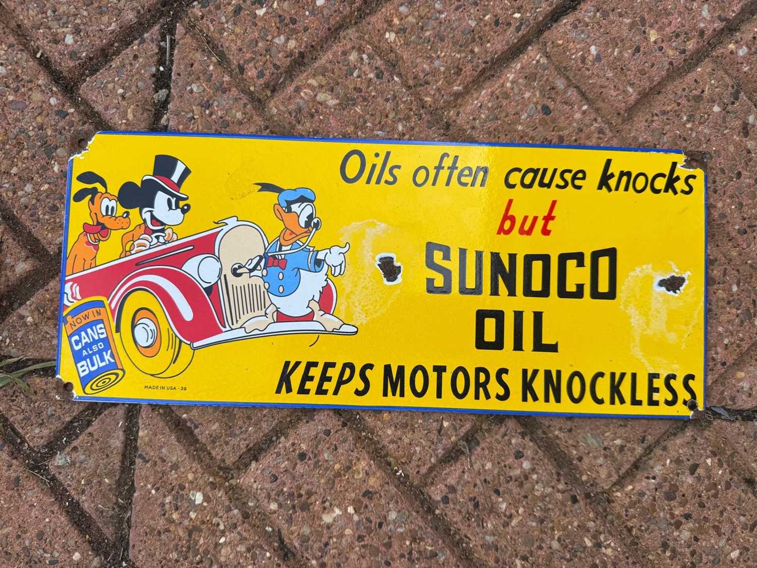 Lot 315 - SUNOCO OIL ENAMEL SIGN 15" X 6"