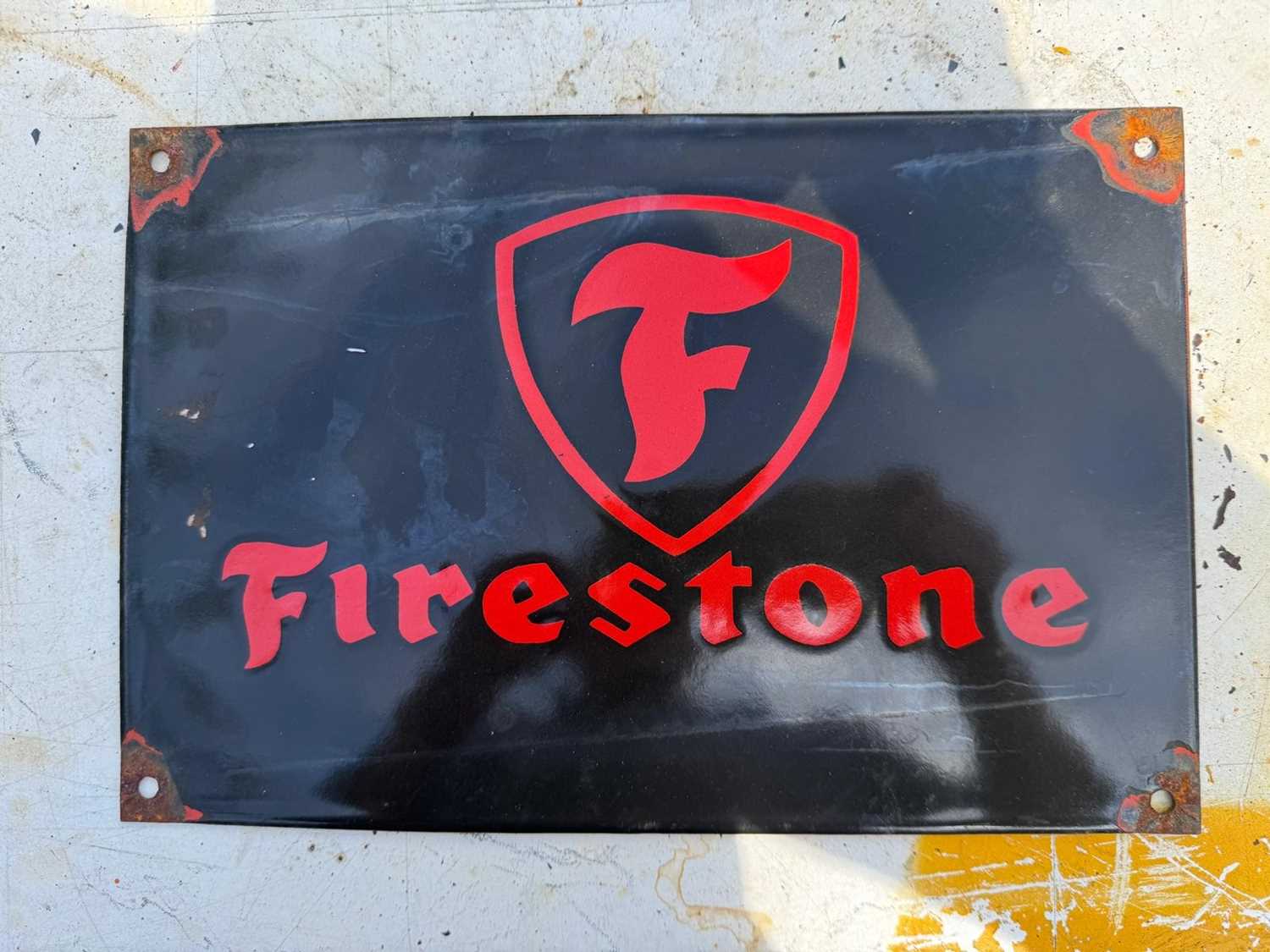 Lot 347 - FIRESTONE ENAMEL SIGN 12" X 8"