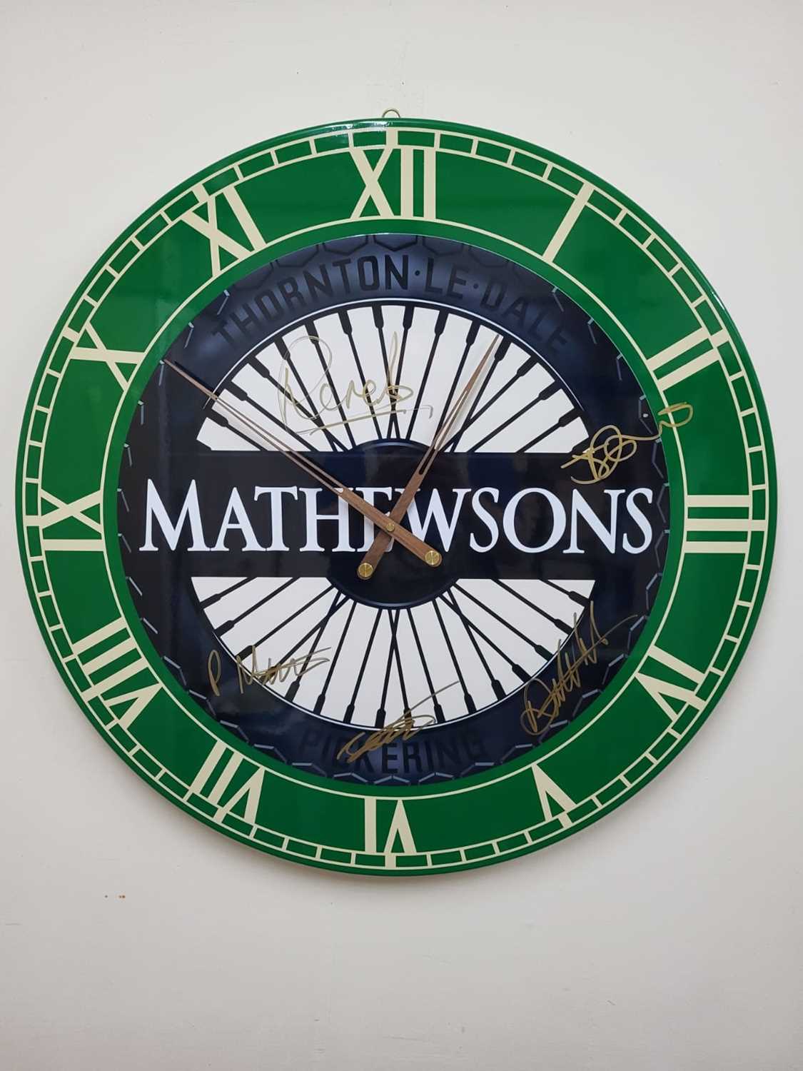 Lot 9 - HANDMADE 32" SIGNED MATHEWSONS CLOCK