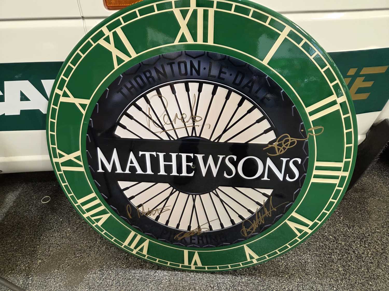 Lot 9 - HANDMADE 32" SIGNED MATHEWSONS CLOCK