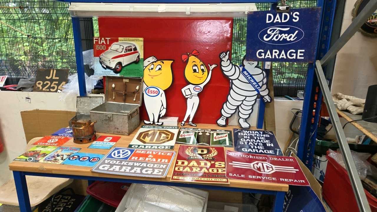 Lot 883 - SELECTION OF TIN SIGNS + SIRRAM TEA MAKING