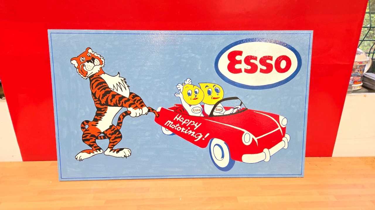 Lot 131 - HAND PAINTED WOODEN ESSO MR & MRS DRIP SIGN