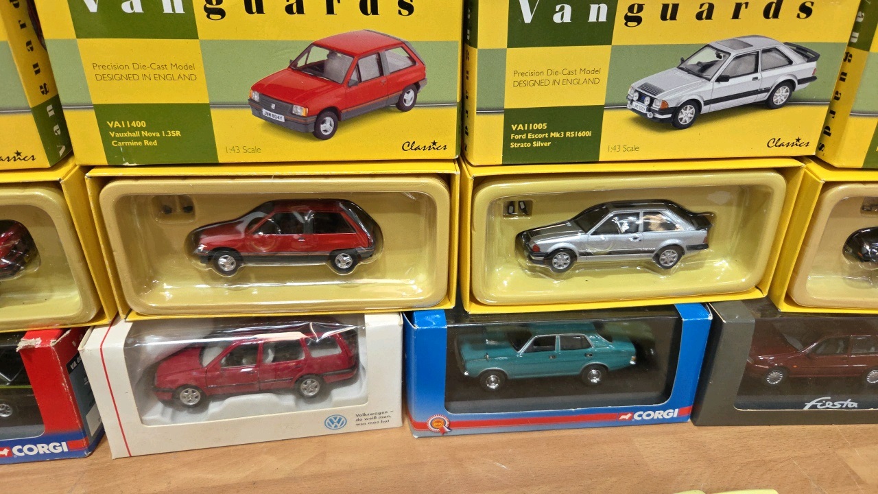 Lot 893 - BOX OF VANGUARD/MG/CORGI MODEL CARS