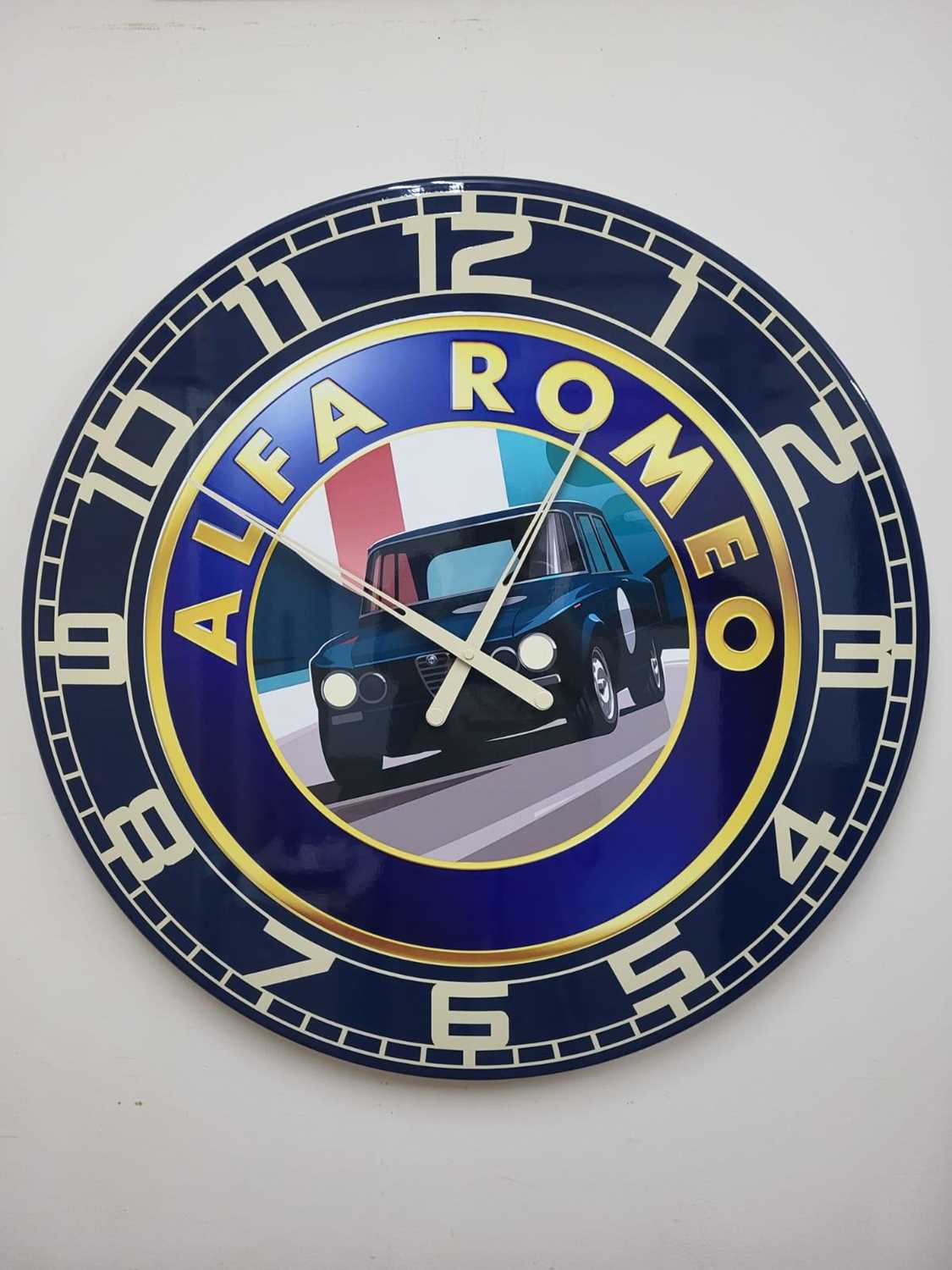 Lot 160 - HANDMADE 32" DIA ALFA ROMEO CLOCK