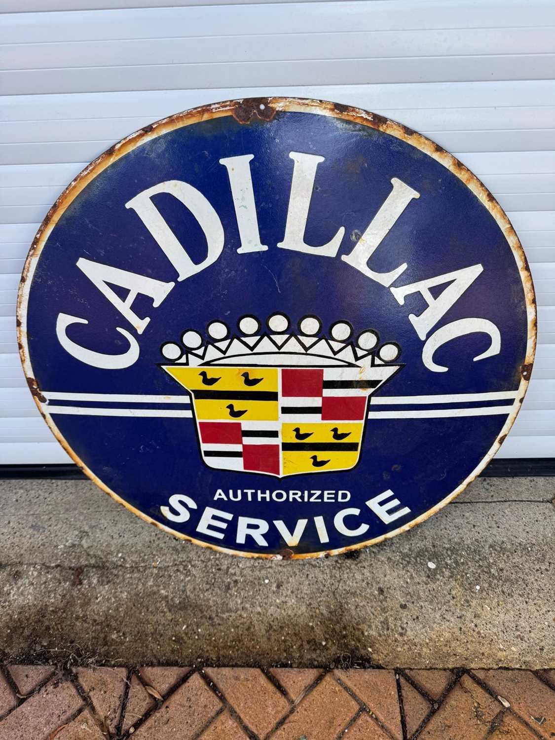 Lot 33 - CADILLAC SERVICE ENAMEL SIGN 30" DIA