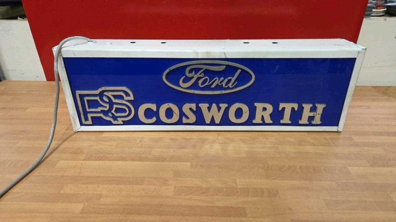 Lot 95 - FORD RS COSWORTH ILLUMINATED BOX SIGN 26" x 8"