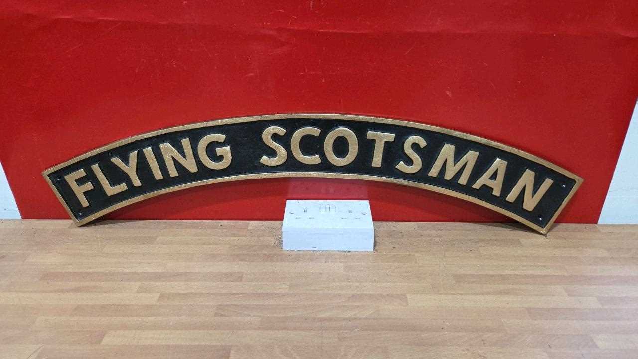 Lot 595 - CAST REPRO FLYING SCOTSMAN SIGN 35" LONG
