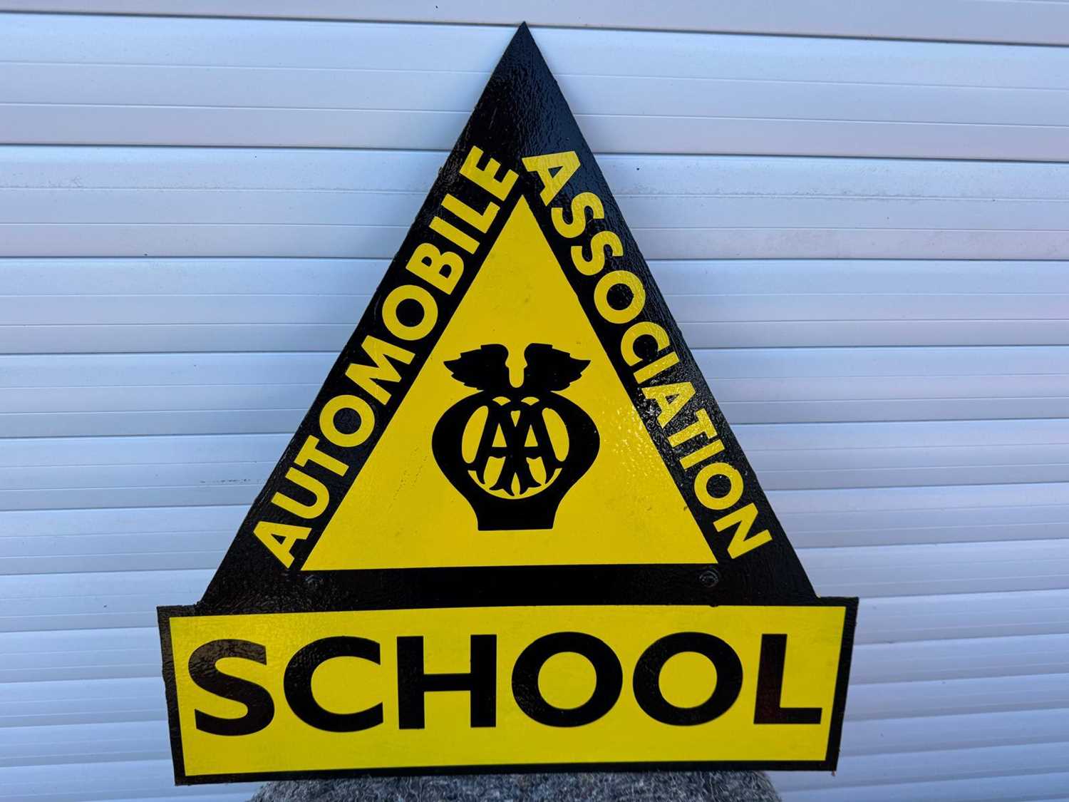 Lot 481 - PAINTED AA SCHOOL SIGN 20.5" X 21.5"