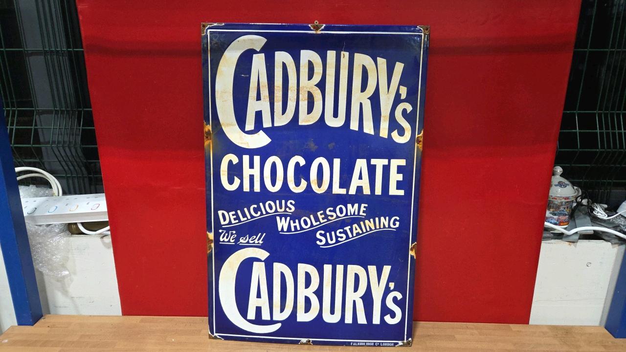 Lot 671 - CADBURY'S CHOCOLATE REPRODUCTION ENAMEL SIGN