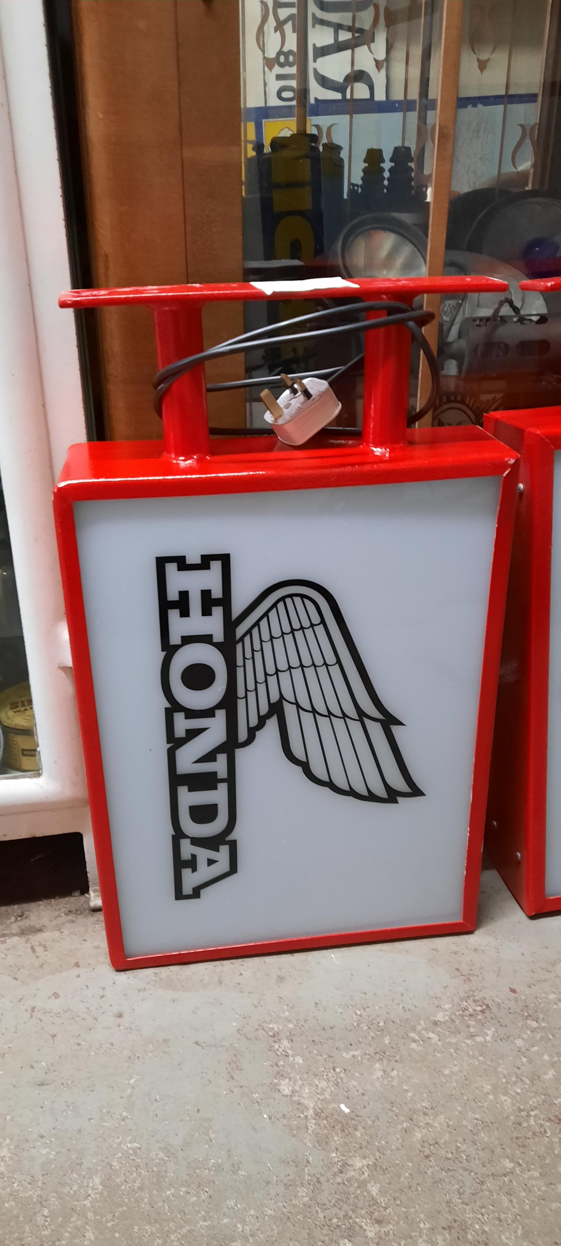 Lot 244 - WALL MOUNTED ILLUMINATED HONDA SIGN