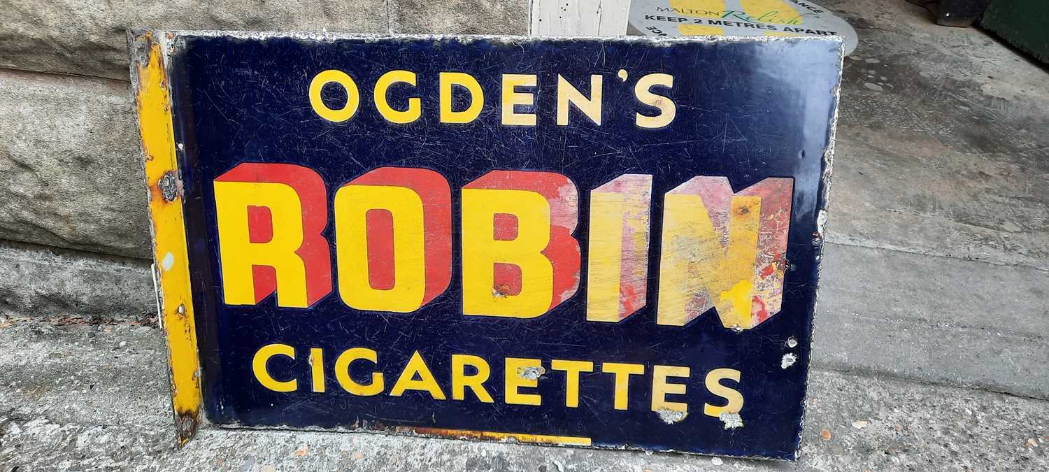 Lot 329 - OGDENS ROBIN CIGARETTE DOUBLE SIDED SIGN