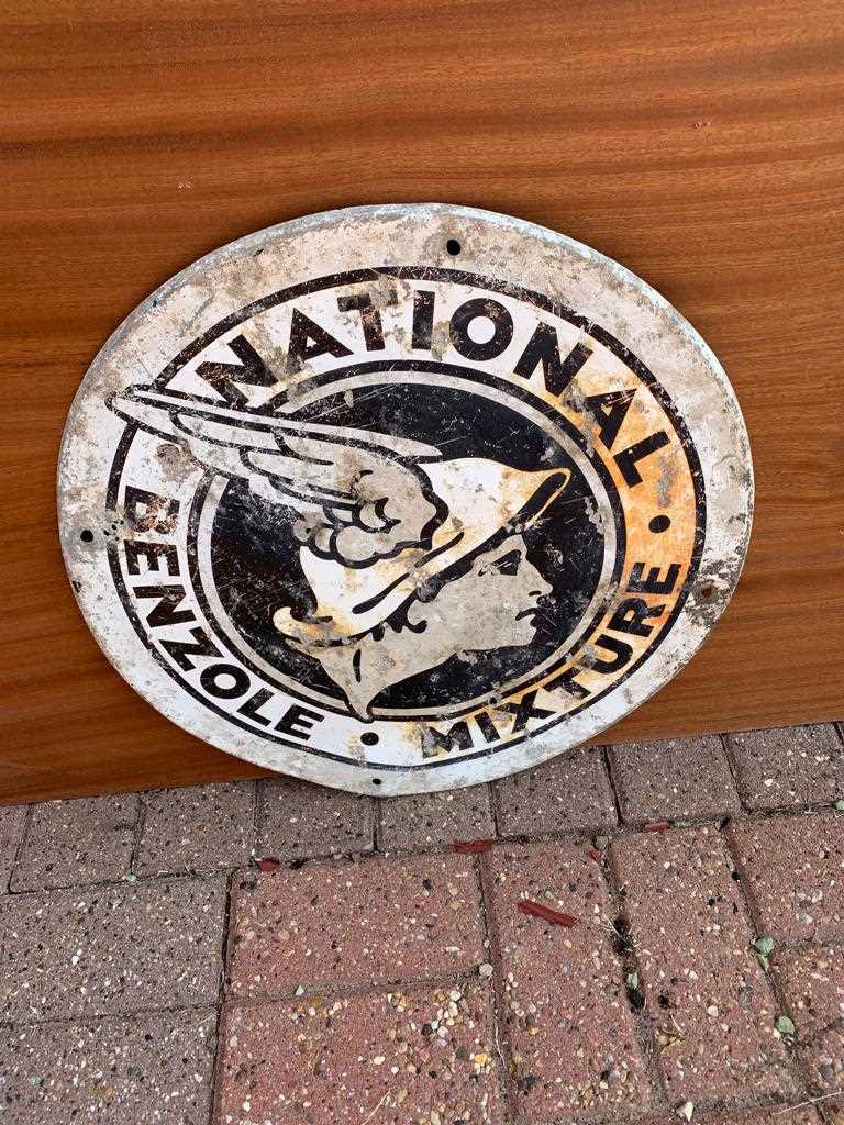 Lot 343 - ROUND NATIONAL BENZOLE SIGN
