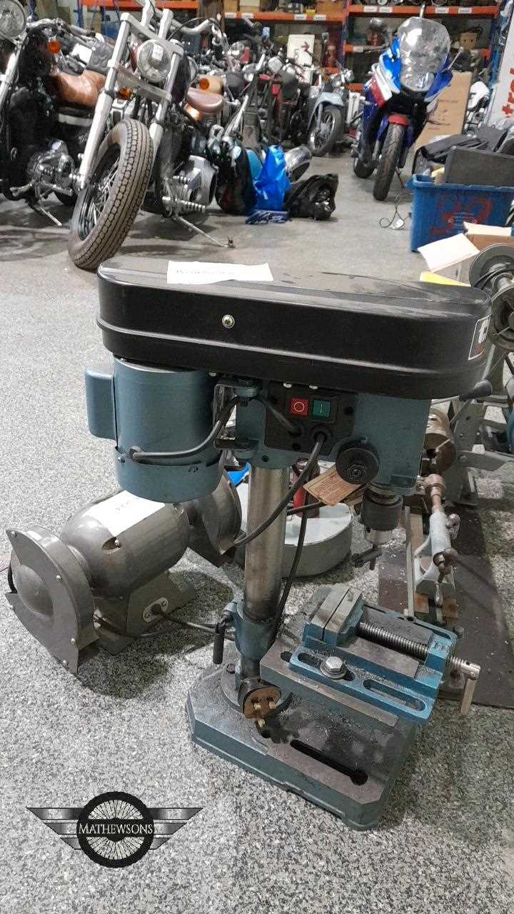 Lot 373 - LATHE, BENCH GRINDER, PILAR DRILL, LAMP,
