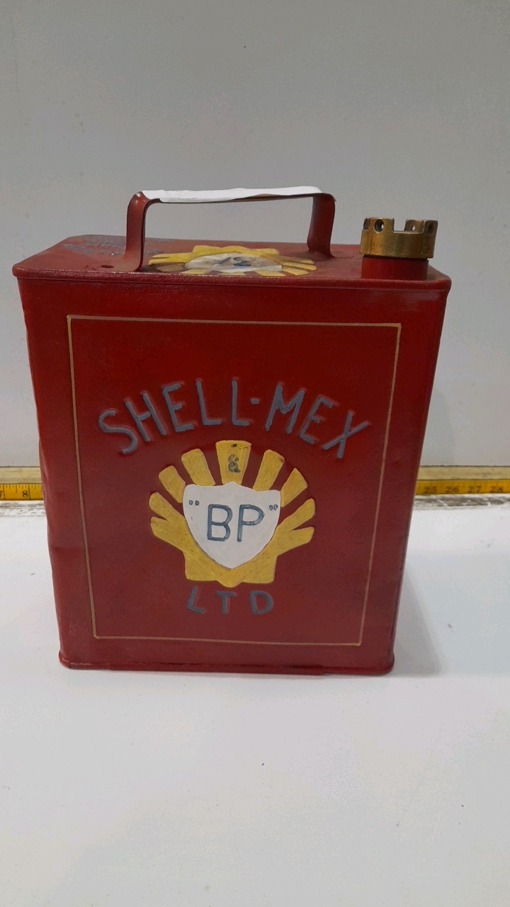 Lot 37 - SHELL MEX 2 GALLON PETROL CAN - RED WITH BLUE