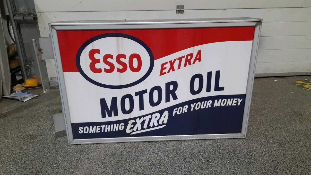 Lot 183 - ESSO EXTRA MOTOR OIL DOUBLE SIDED LIGHT UP