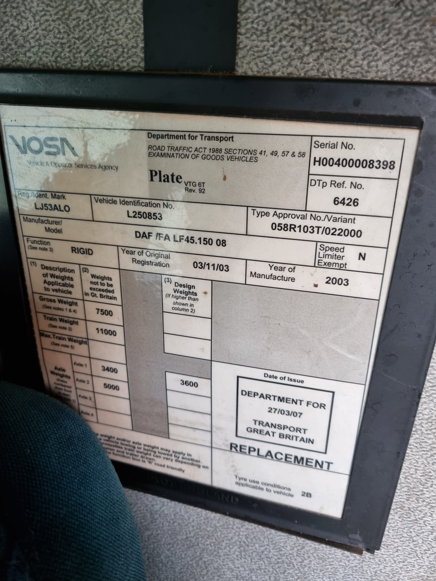 Lot 168 - 2003 DAF TRUCKS FA LF45.150