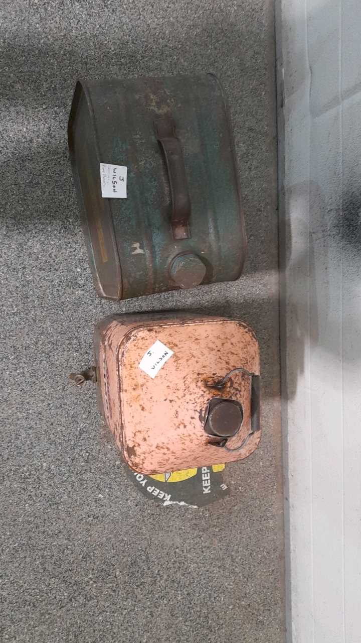 Lot 161 - PINK ALLADIN PARAFFIN CAN + GREEN EDGAR